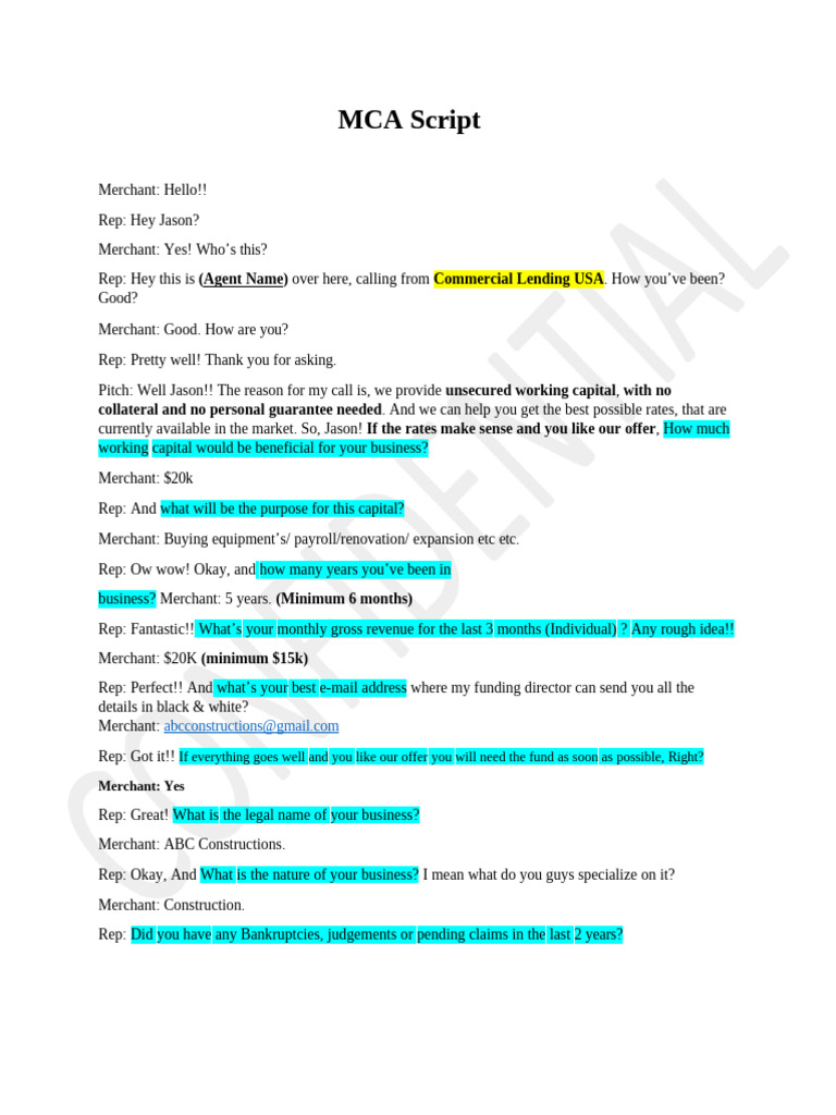 MCA Script Updated | PDF | Business | Personal Finance