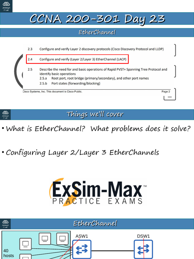 Day 23 Slides - EtherChannel | PDF | Network Switch | Data Transmission