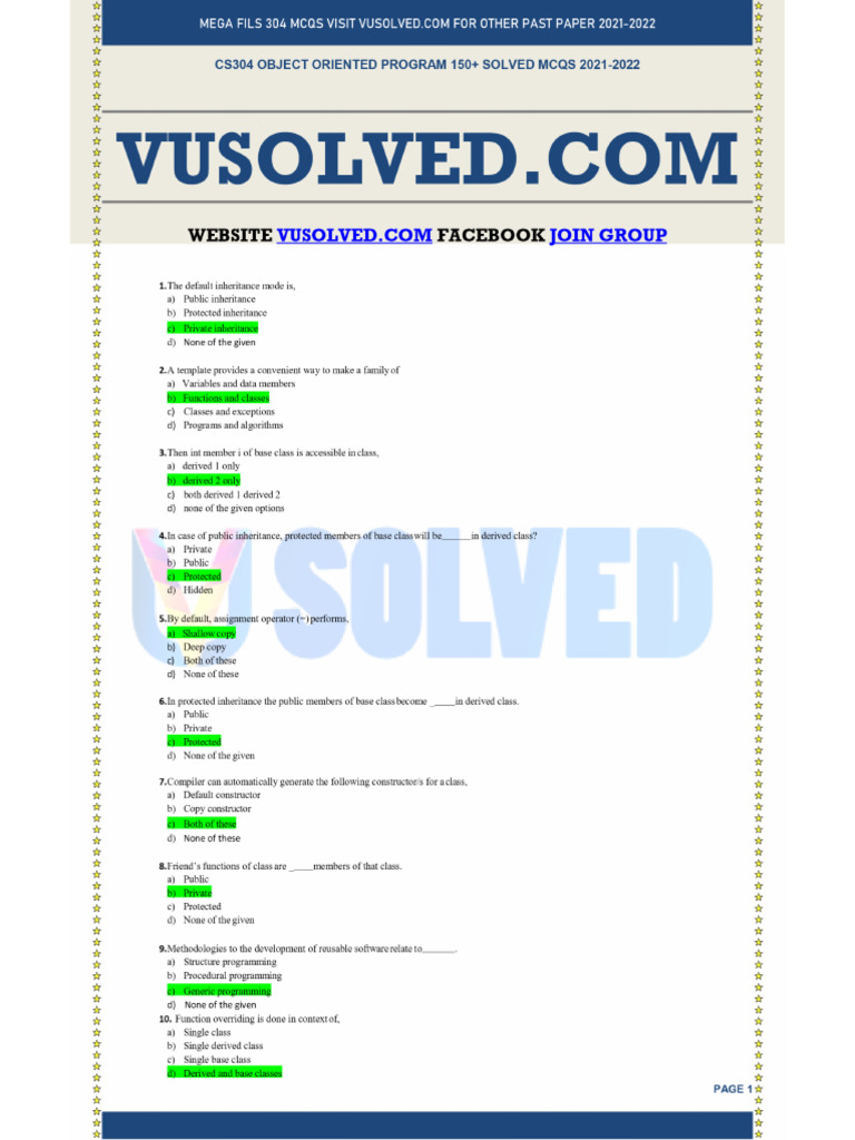 Cs304 Mega File Important MCQ 2021 | PDF