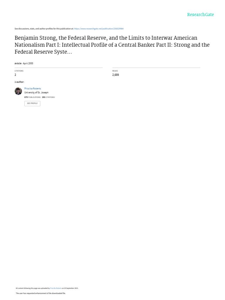 Benjamin Strong | PDF | Central Banks | World War I Reparations