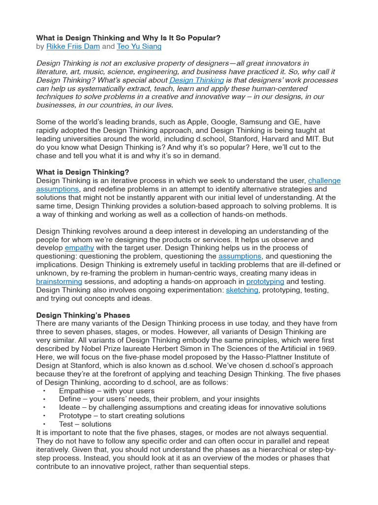 Lecture3 Reading-Design Thinking | PDF | Design Thinking | Thought