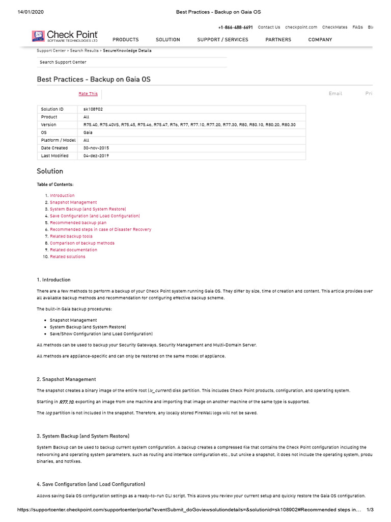 Best Practices - Backup On Gaia OS | PDF | Backup | Operating System
