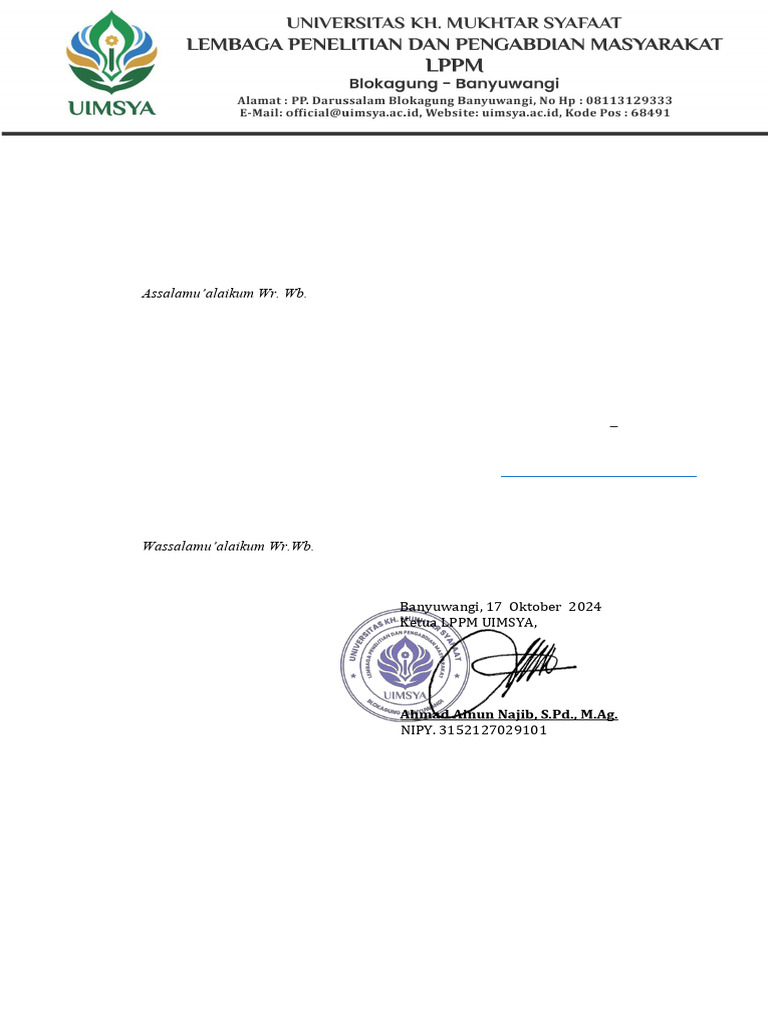 Surat Edaran Ujian KKN 2024 | PDF