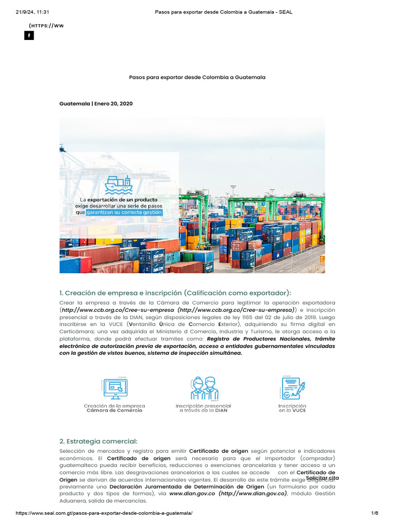 Pasos para Exportar Desde Colombia A Guatemala - SEAL | PDF | aduana | Exportaciones
