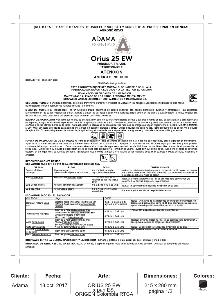 Orius 25 Ew (Co) X Pan Es, Pa Rtca | PDF | Arroz | Agua