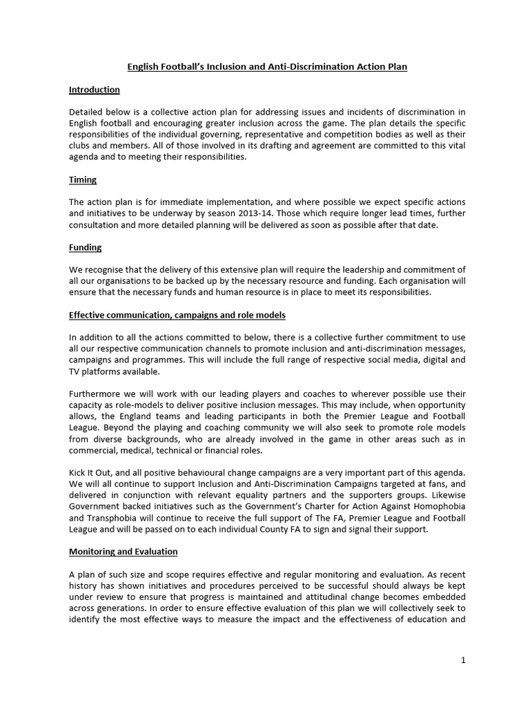 Inclusion and Anti Discrimination Plan Final New | PDF | Association ...