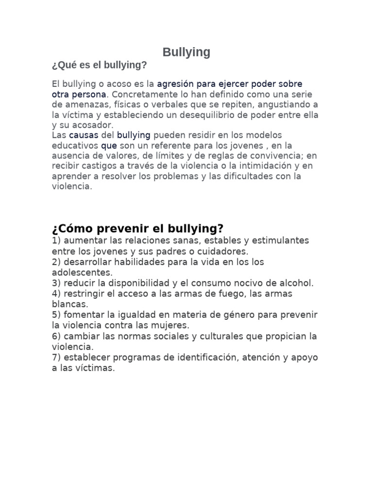 Prevención del Bullying Escolar | PDF