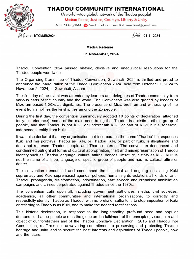 Thadou Convention 2024 | PDF