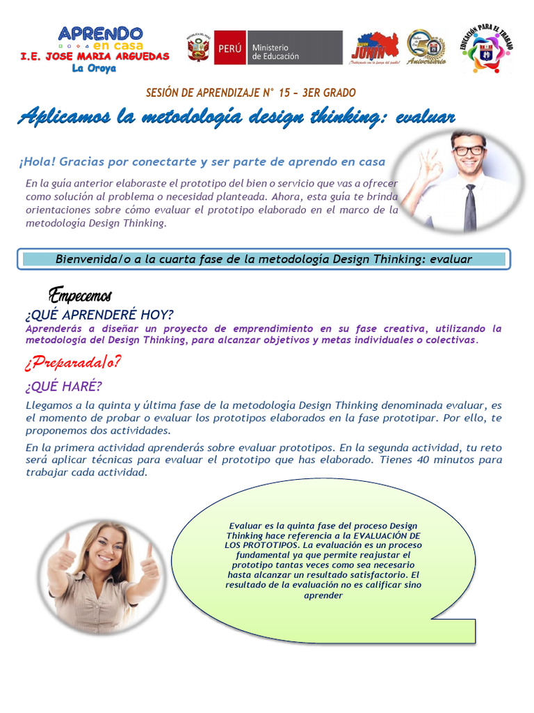 Aplicamos La Metodología Design Thinking:: Evaluar | PDF | Evaluación | Iniciativa empresarial