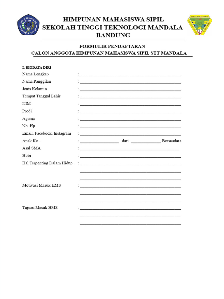 Form Calon Anggota HMS | PDF | Karier & Perkembangan