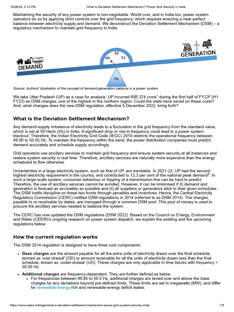 Understanding India's Deviation Settlement Mechanism | PDF | Electrical ...