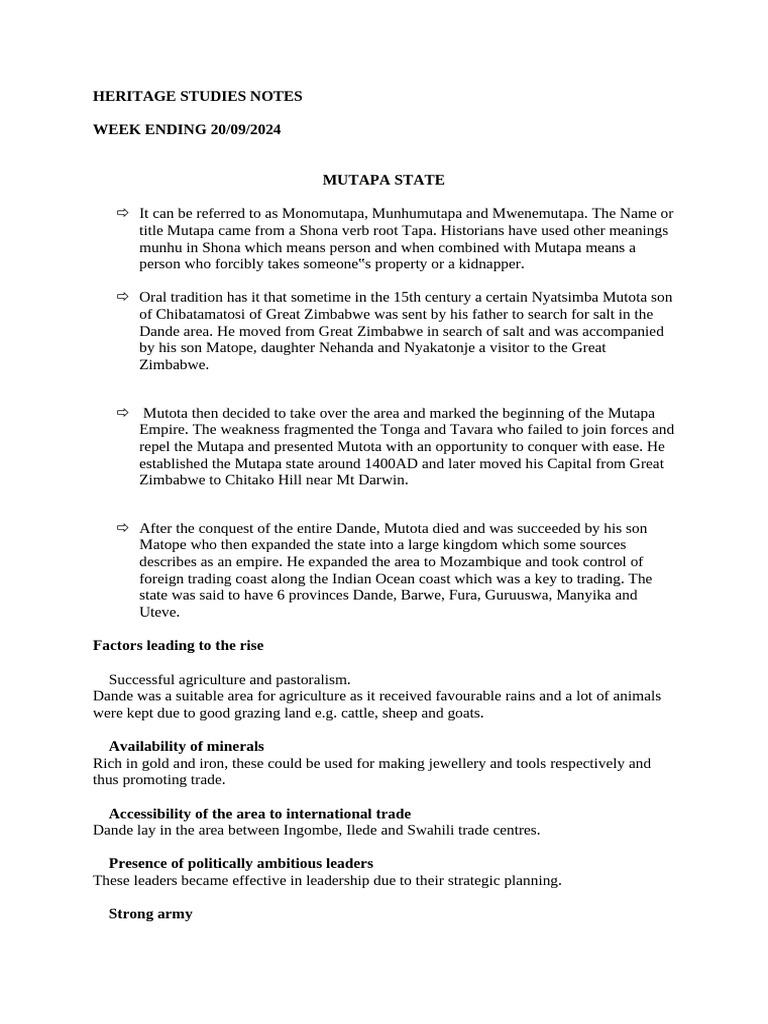 Rise of the Mutapa Empire Explained | PDF | History