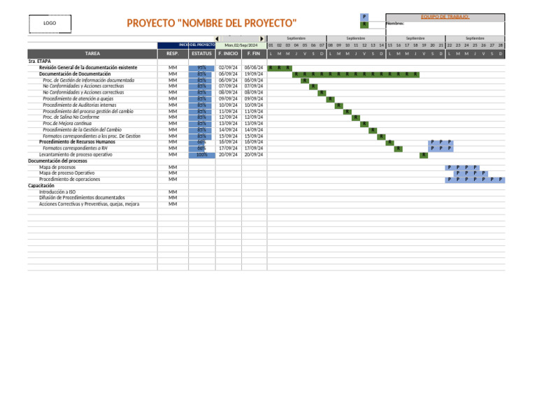 Formato GANTT Dinamico para Proyectos | PDF