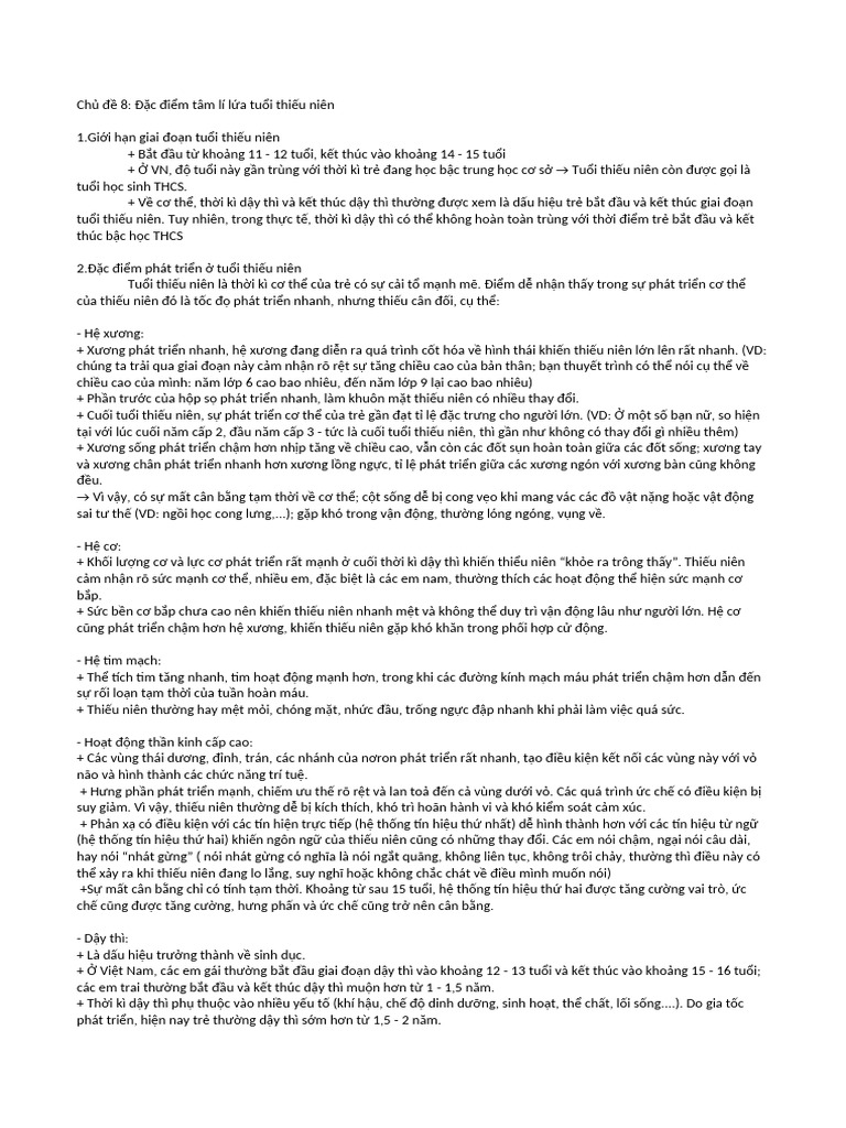 Chủ Đề 8 Tuổi Thiếu Niên TLHGD | PDF