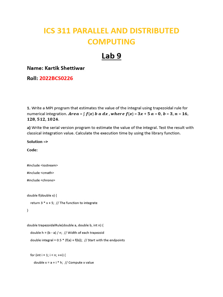 Pdc Lab 9 Final Pdf Computer Programming Computing 