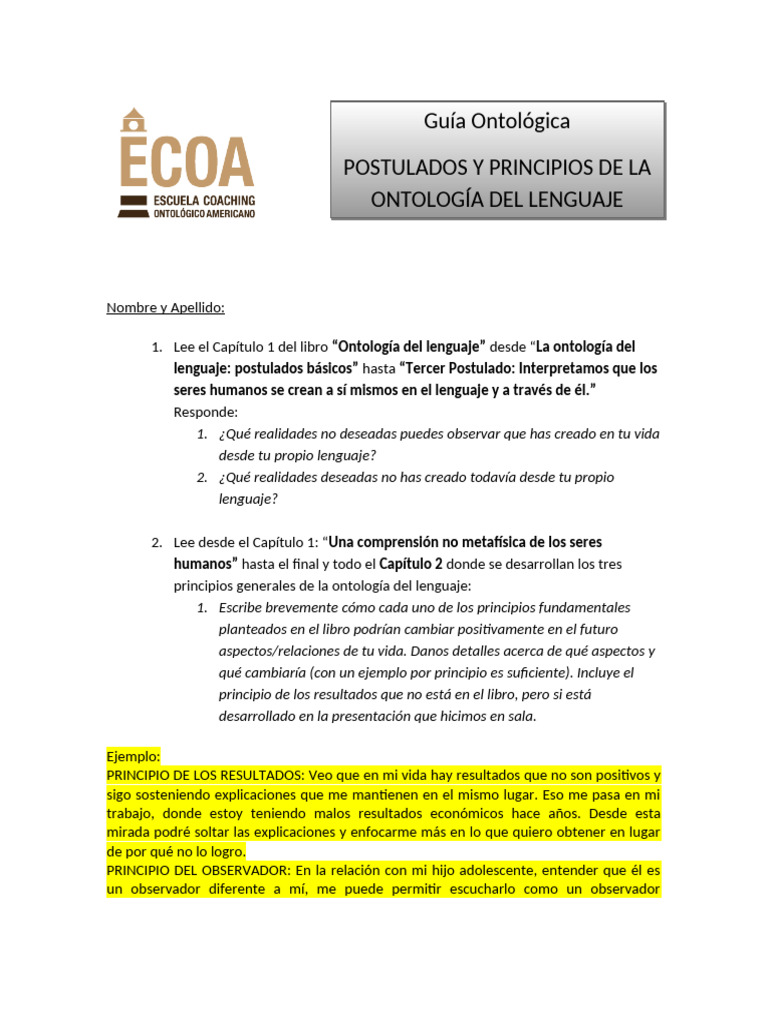 Guia Ontológica - Postulados y Principios de Ontología Del Lenguaje | PDF
