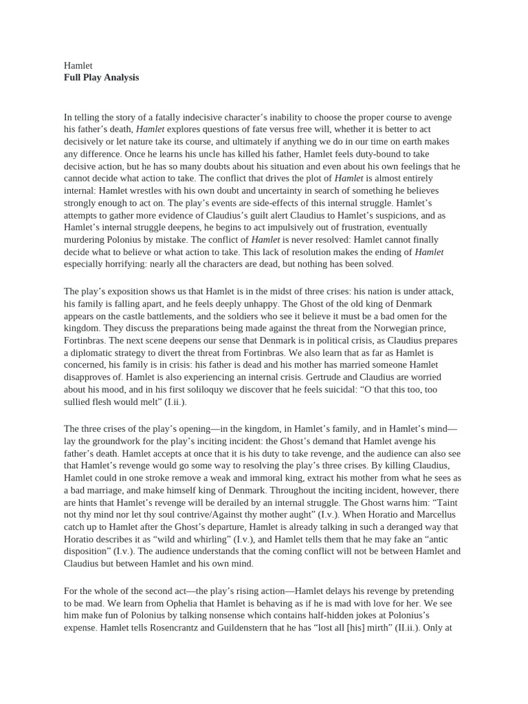 HAMLET - FULL PLAY ANALYSIS | PDF | Hamlet