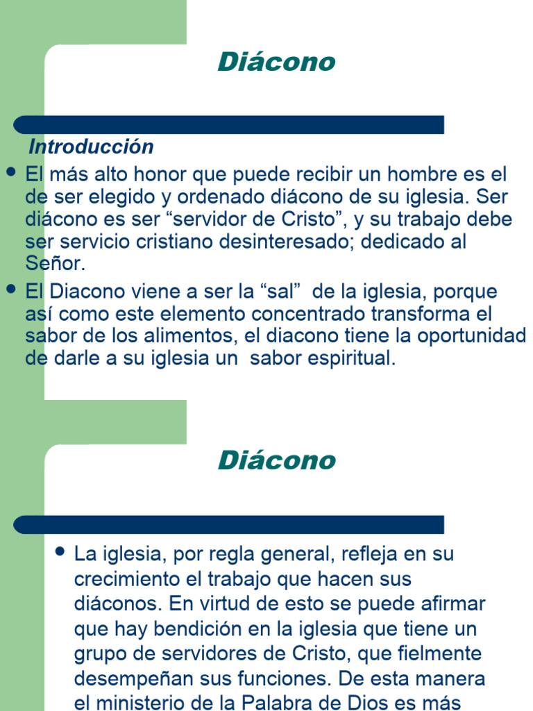 Funciones y Origen del Diácono en la Iglesia | PDF | Diácono | Iglesia ...