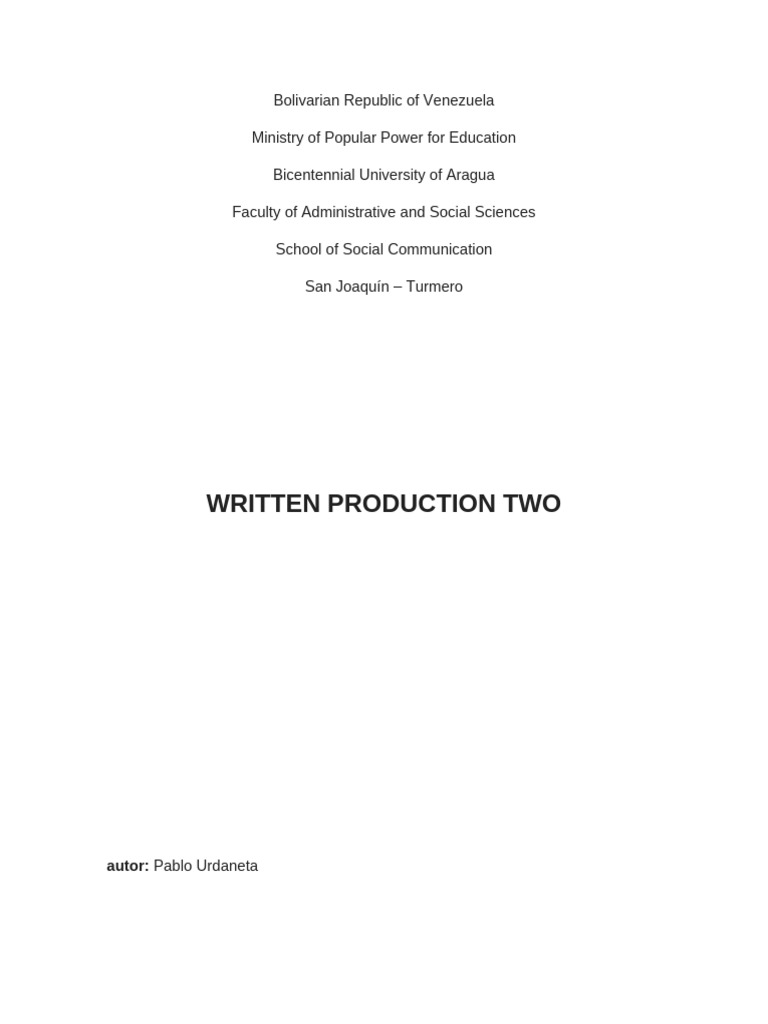 Written Production Exercises | PDF