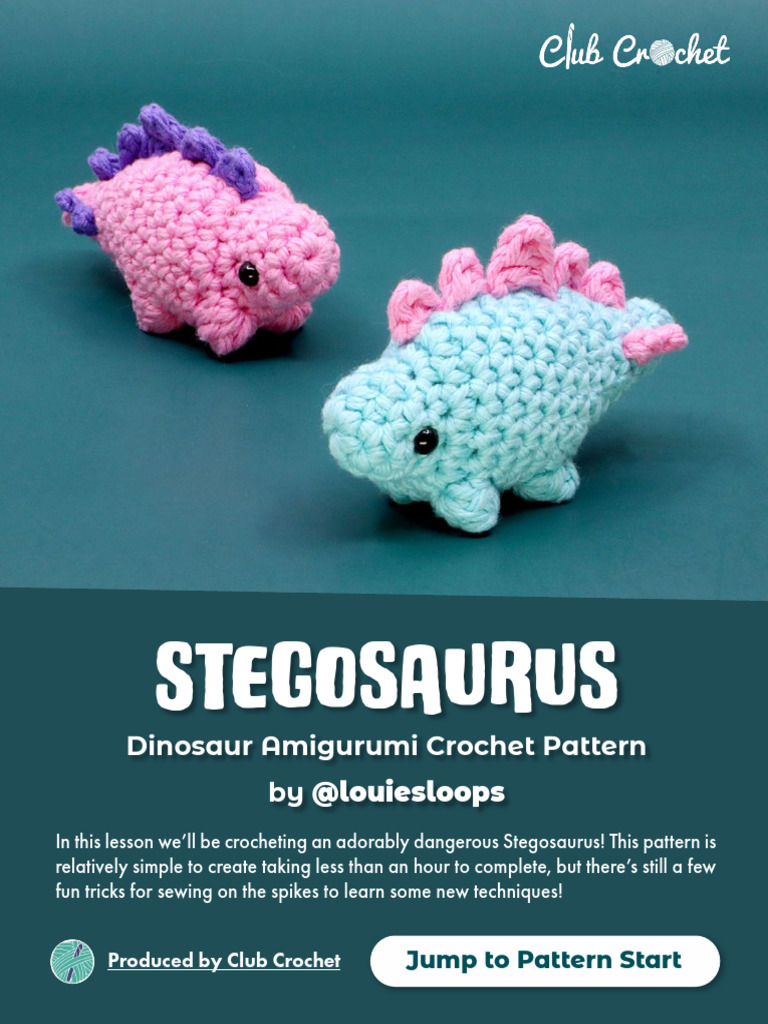 Stegosaurus Crochet Pattern - v2 | PDF | Crochet | Textile Arts