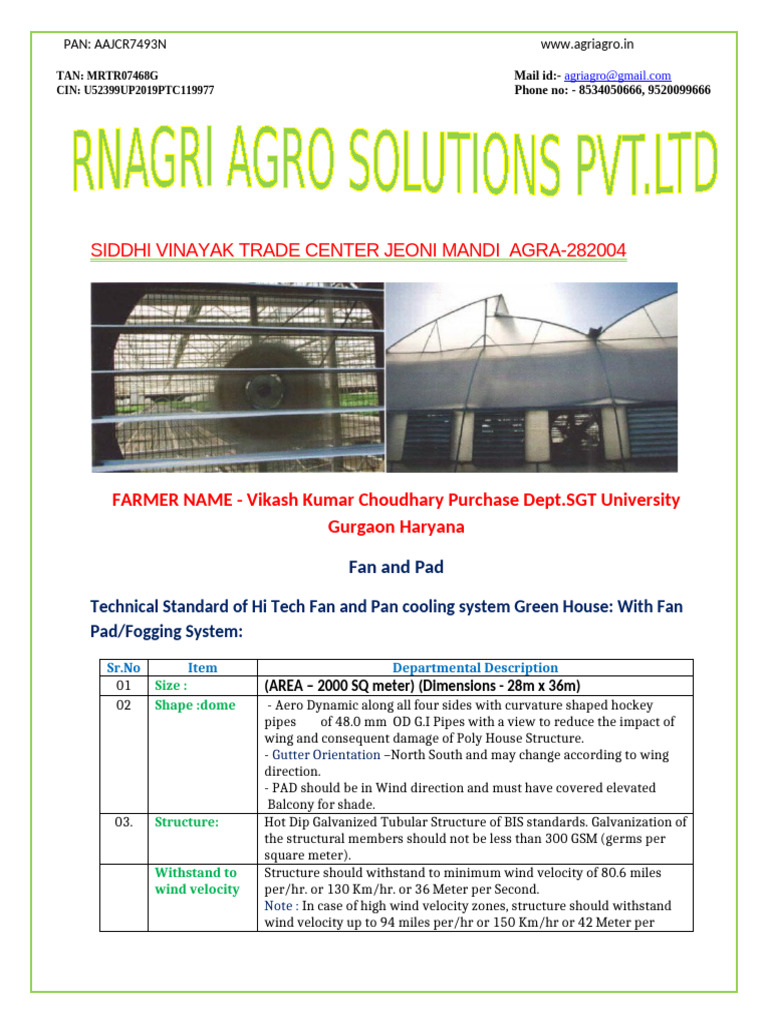 HITECH FAN PAD 1008 Vikash Sir Gurugram | PDF | Truss | Pipe (Fluid Conveyance)