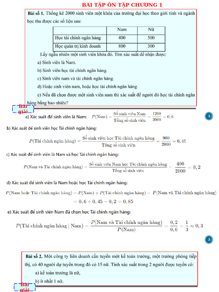 BÃ I TÃ P Tá ° Ä - Ã - NH GIÃ - Káº T THÃšC CHÆ Æ NG 1 - XSTK | PDF