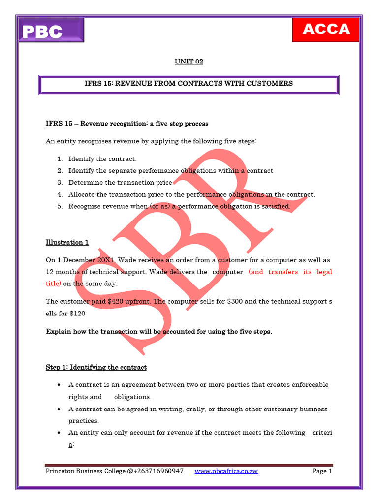 Unit 2 Ifrs 15 Pdf Prices Cost
