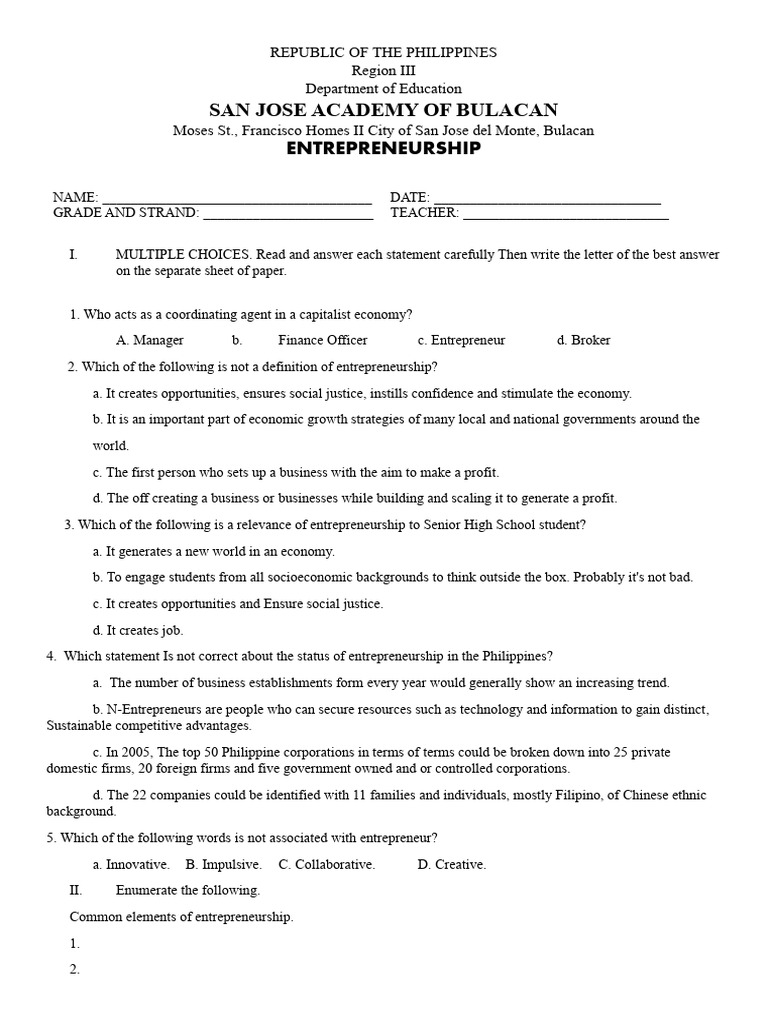 Entrep Midterm | PDF | Entrepreneurship | Economies