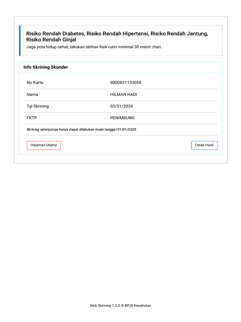 Web Skrining BPJS Kesehatan | PDF