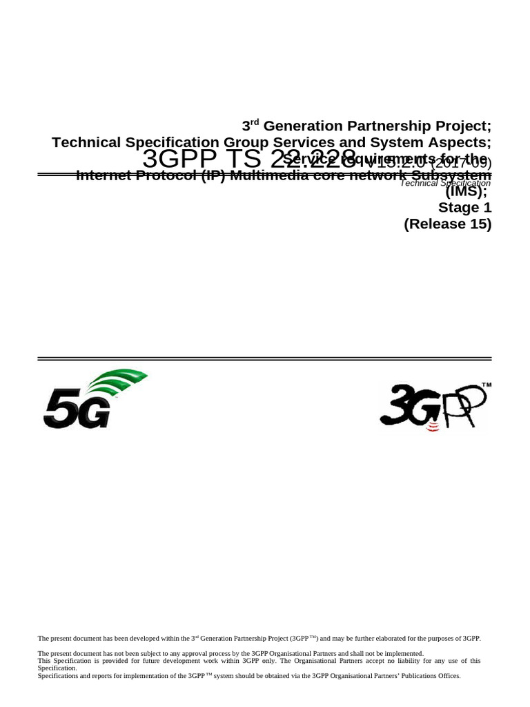 3GPP TS 22.228: Technical Specification | PDF | Ip Multimedia Subsystem | Computer Network