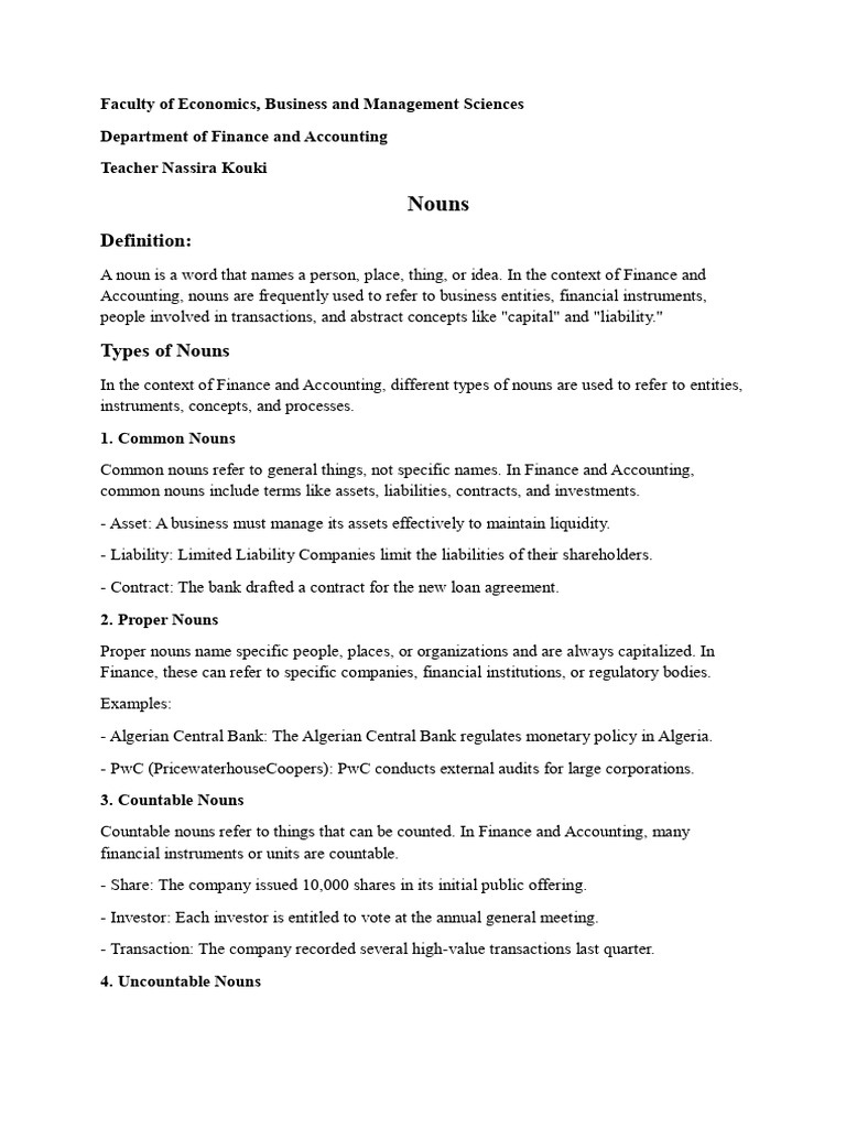 Nouns | PDF | Equity (Finance) | Balance Sheet