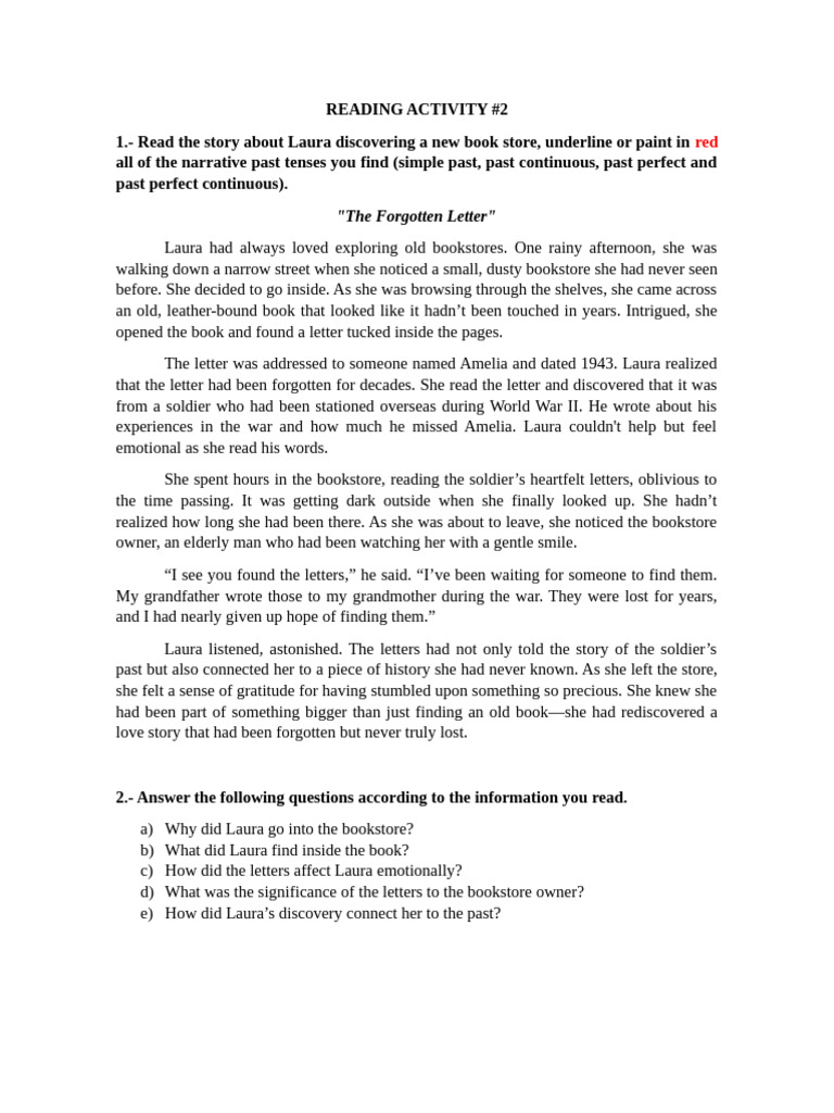 READING ACTIVITY 2 (Answers) | PDF