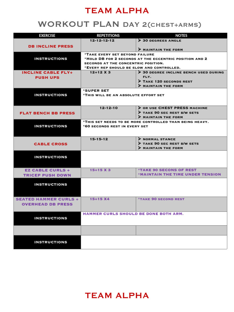 TEAM ALPHA Workout Plan Week 2 | PDF | Weight Training | Physical Exercise