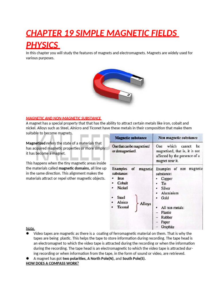 Grade 11 Chapter 19 Physics | PDF | Magnet | Magnetism
