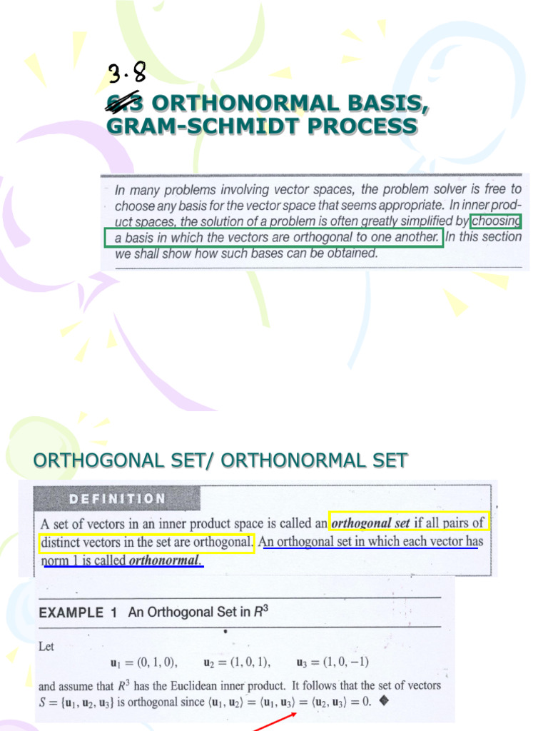 3.8 Gram-Schmidt | PDF | Basis (Linear Algebra) | Mathematical Objects