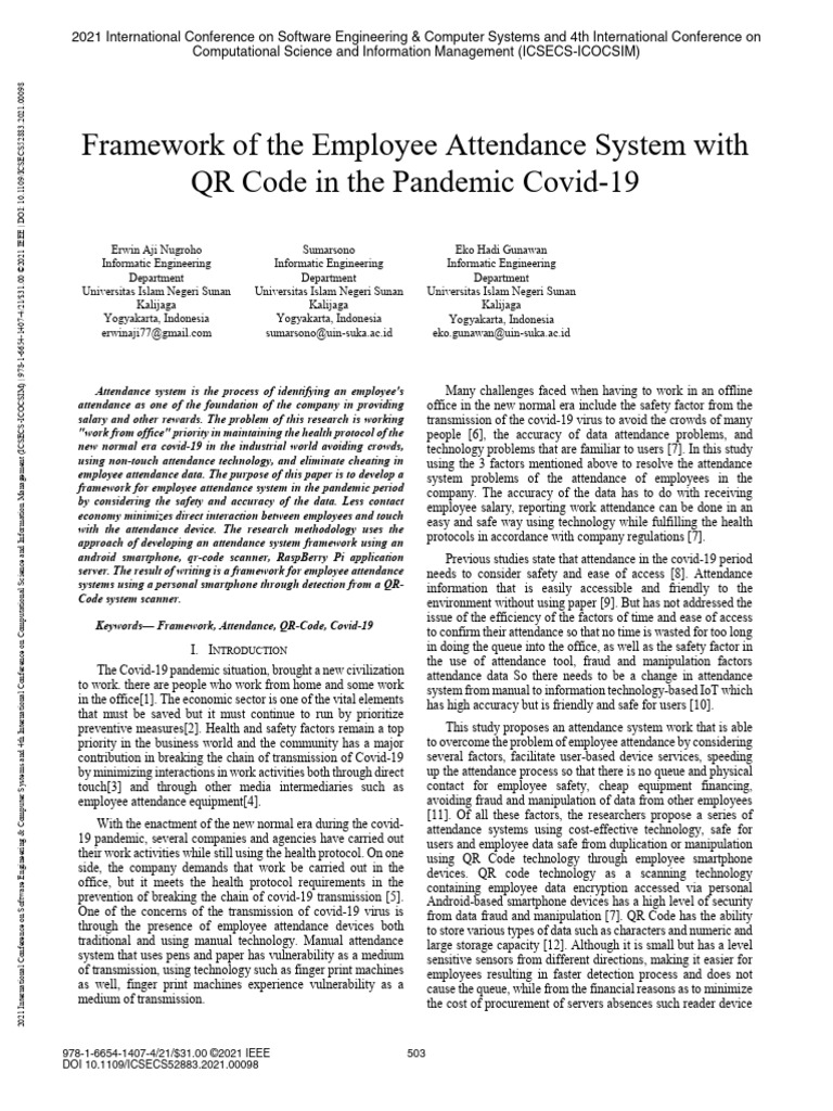 Framework of The Employee Attendance System With QR Code in The ...