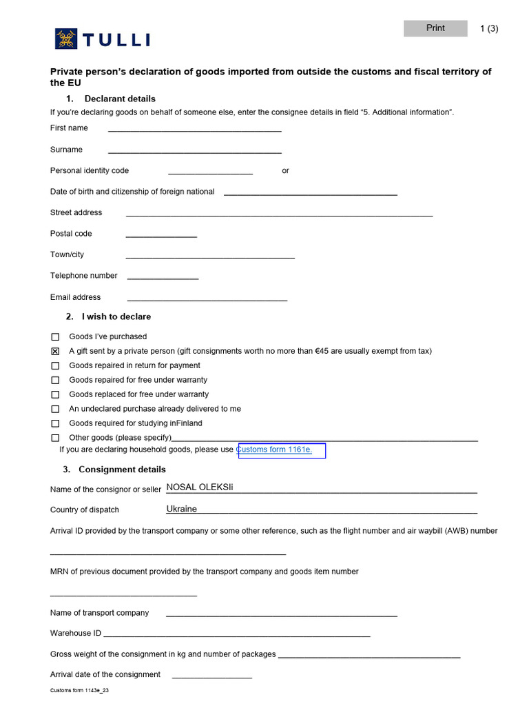 Ods Imported From Outside The Customs and Fiscal Territory of The | PDF ...
