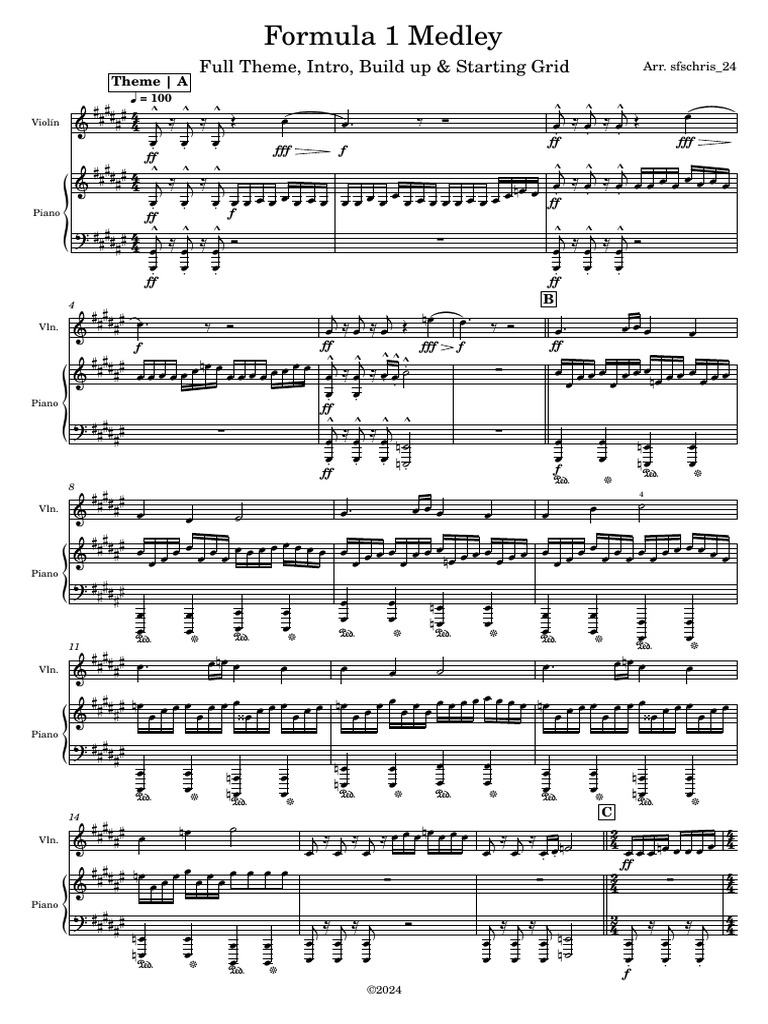 Formula 1 Medley Brian Tyler Theme Intro Build Up Starting Grid | PDF ...