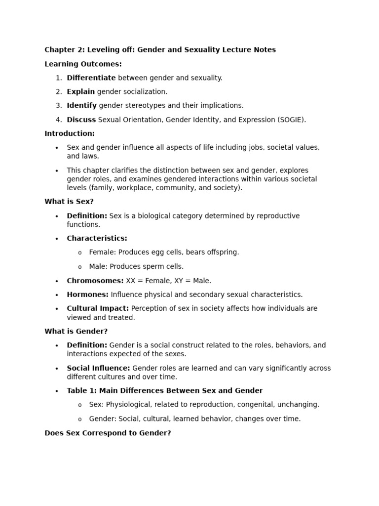 2-Gender and Sexuality - Discussion Notes | PDF | Gender | Gender Studies