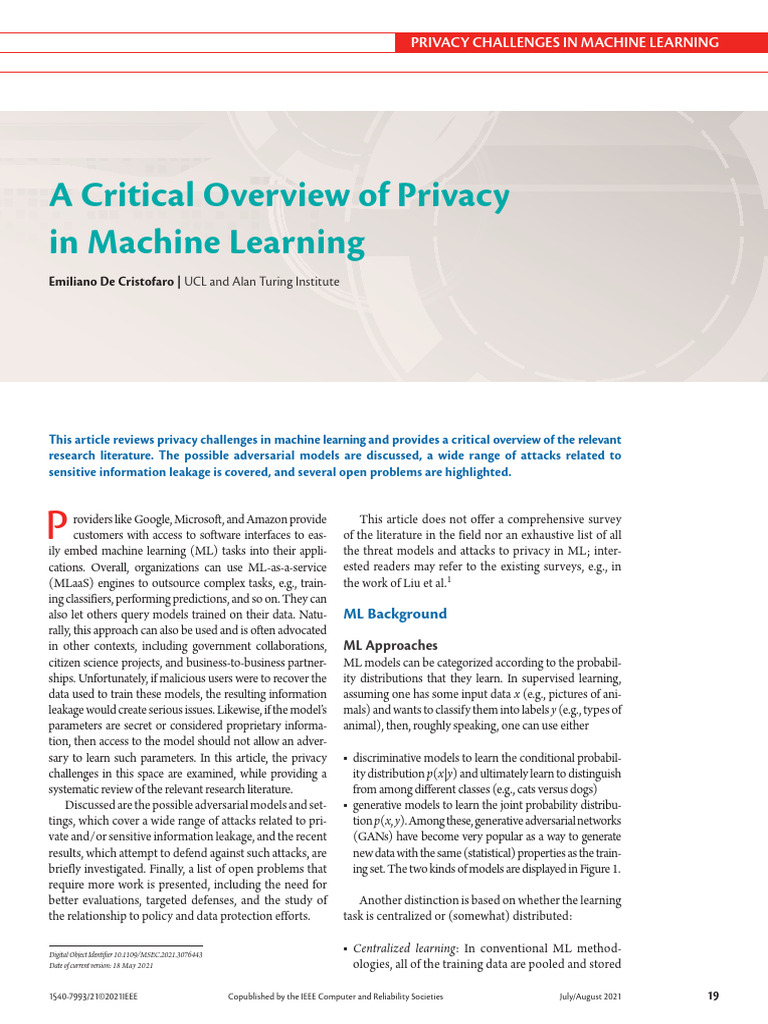 A_Critical_Overview_of_Privacy_in_Machine_Learning | PDF | Machine ...