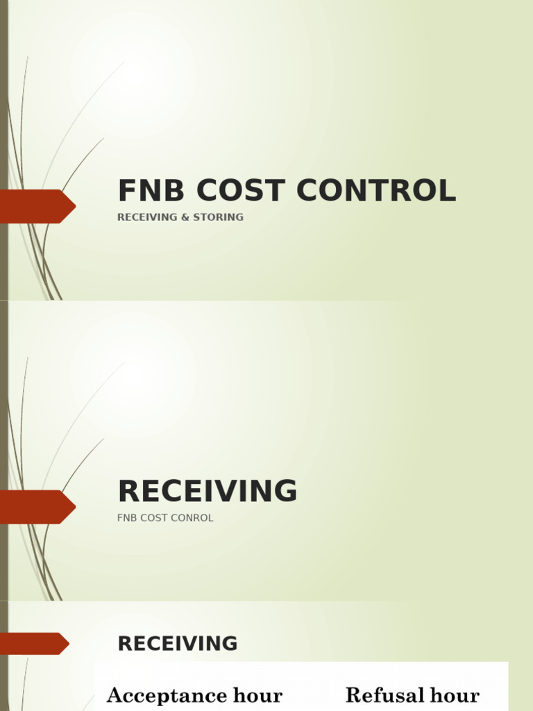 FNB Receiving & Storing Guide | PDF | Invoice | Shelf Life