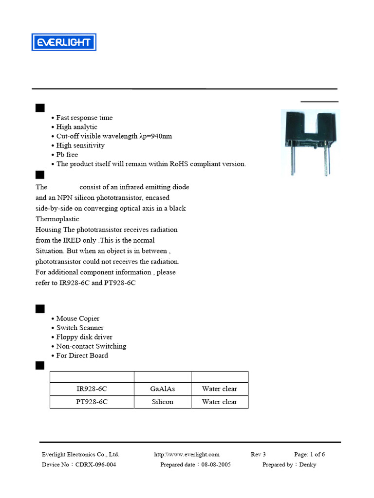 ITR9606 | PDF | Infrared | Optics