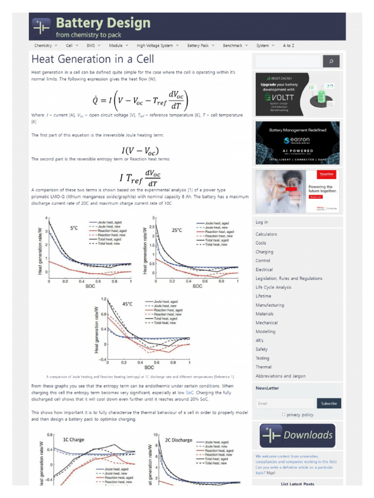 Heat Generation in A Cell | PDF