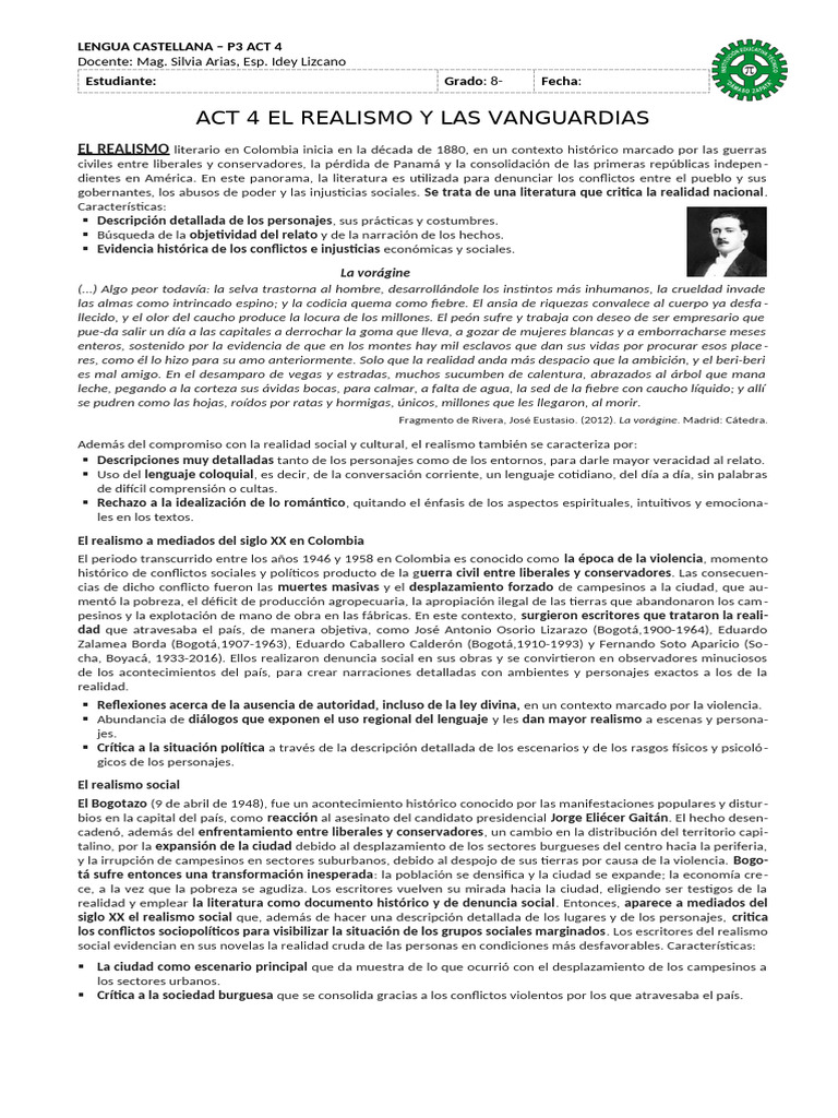 Realismo y Vanguardias en Colombia | PDF | Vanguardia | Realismo literario