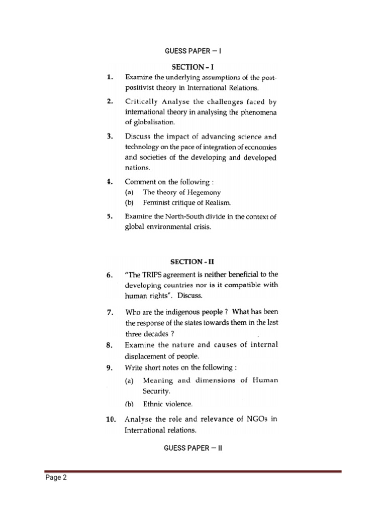 MPS-2 Guess Paper | PDF