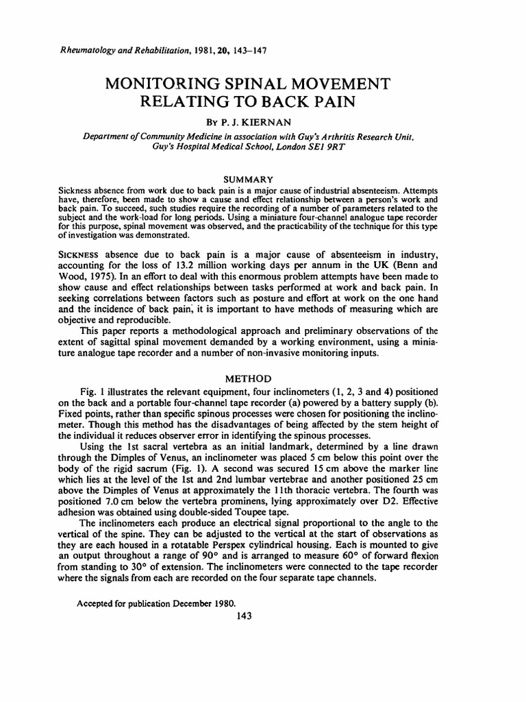 Monitoring Spinal Movement | PDF | Vertebral Column | Vertebra