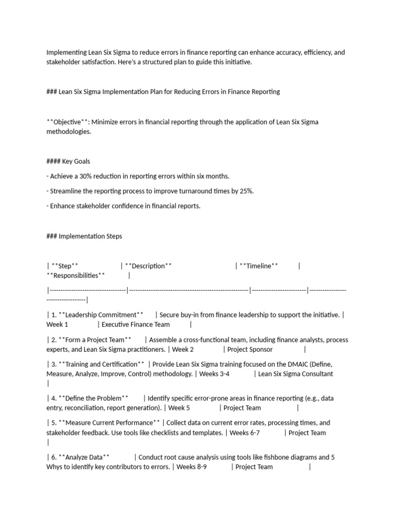 Lean Six Sigma in Finance Reporting | PDF | Six Sigma | Business