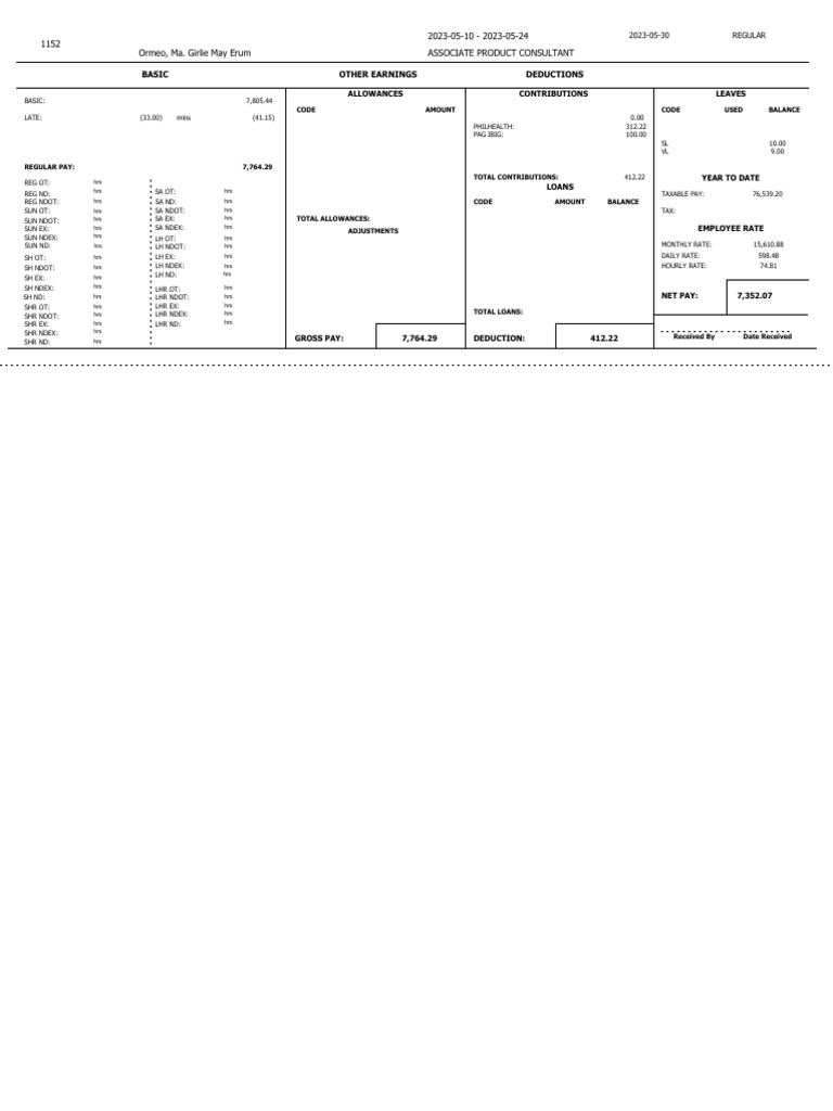 Payroll Master 1 PAYSLIP 2021 1152 | PDF | Payroll | Economies