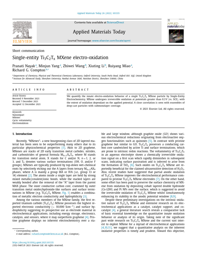 Applied Materials Today: Pranati Nayak, Minjun Yang, Zhiwei Wang, Xiuting Li, Ruiyang Miao ...