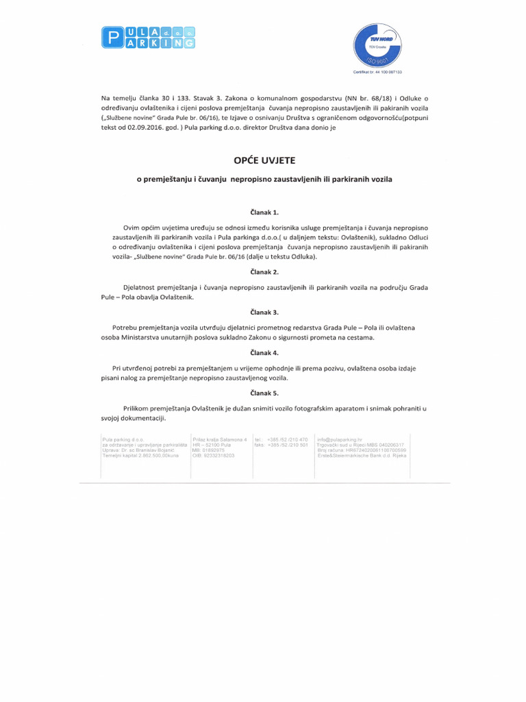 PP Opci Uvjeti Pauk | PDF